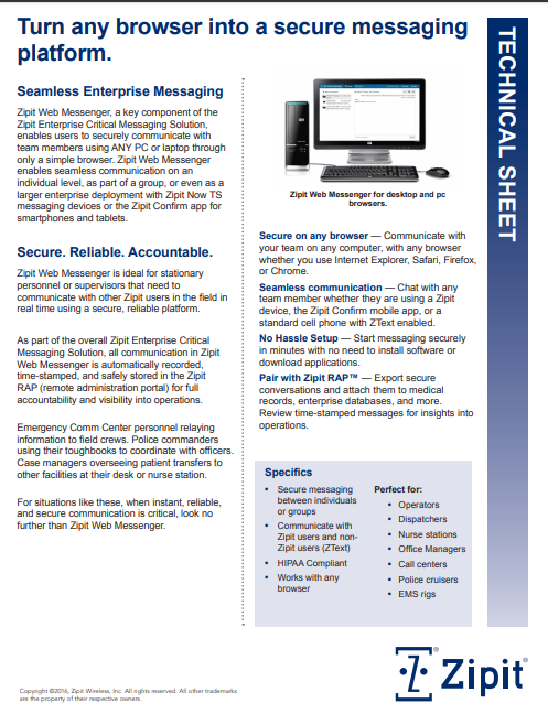Secure Web Chat | Enterprise Messaging Portal | Zipit Wireless